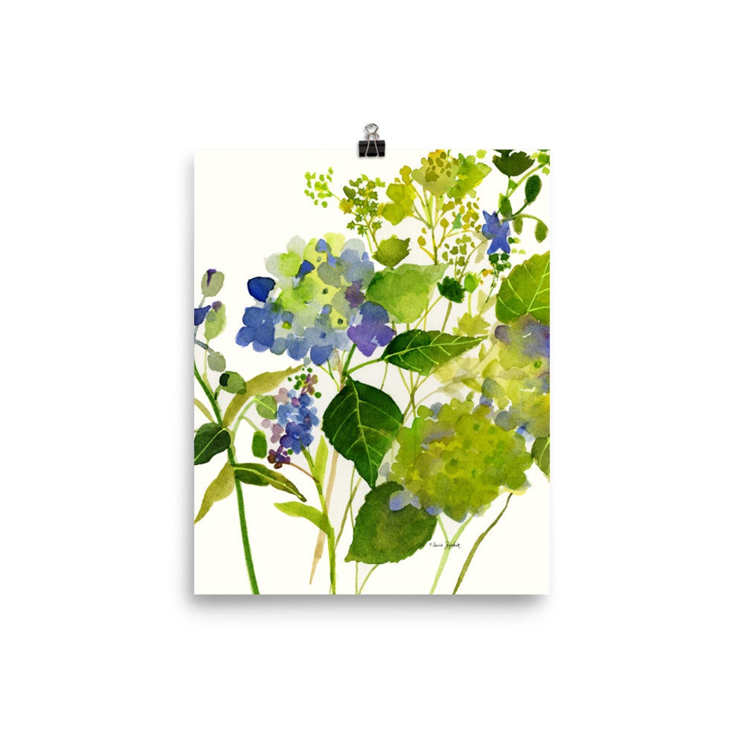 Flower Watercolor Hydrangea Poster Print Painting by Sue - Etsy