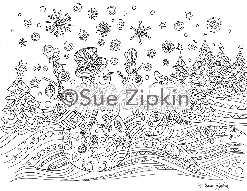 Christmas Printable Coloring Pages Download by Sue Zipkin | Etsy