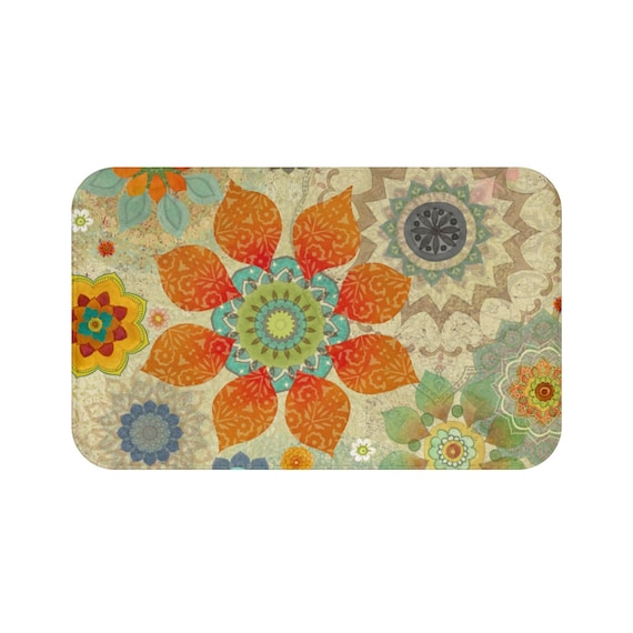 Bath Mat Bohemian Artful Pattern Colorful Boho | Etsy