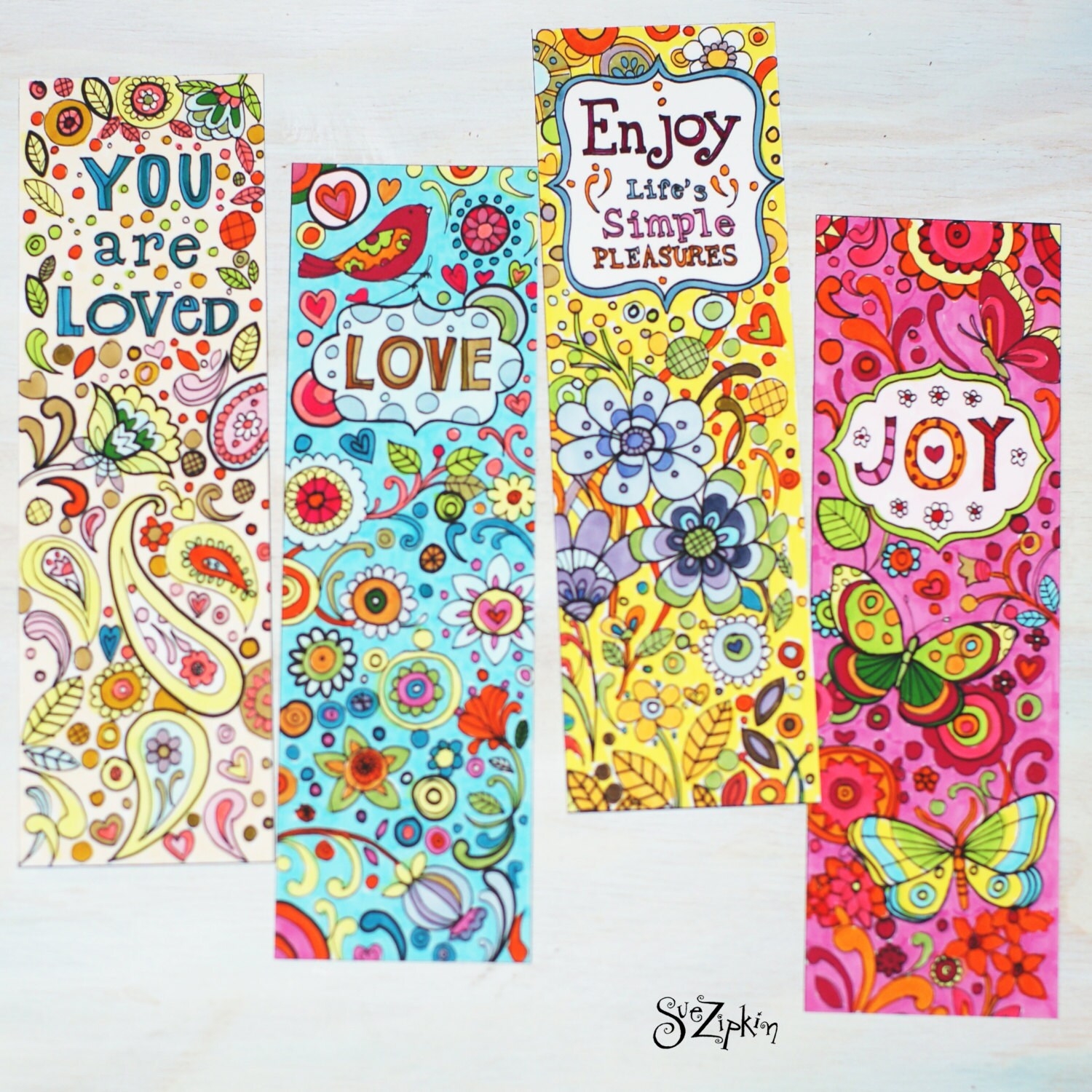 Printable Set of 8 Whimsical Inspirational Bookmarks for Coloring - Etsy