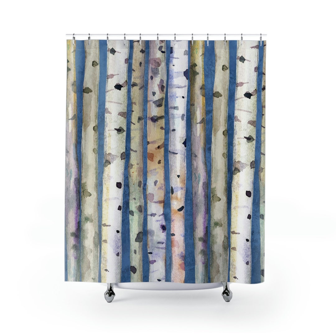Birch Tree Shower Curtain Cottagecore Forest Bathroom - Etsy