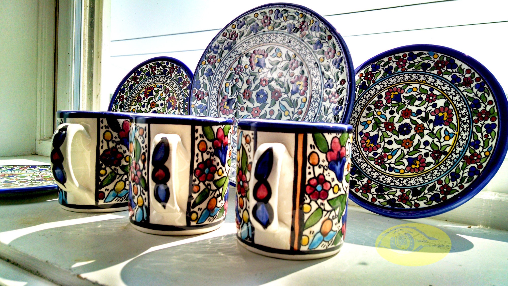Set of 13 Colorful Floral Ceramic Serving Ware | Ramadan Gift for Mom ...