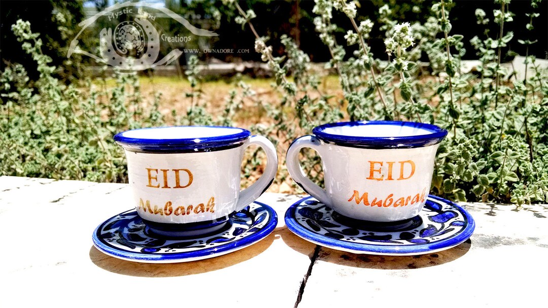Eid Mubarak Inscribed Coffee Sets - -عيد مبارك - Large Turkish Espresso ...