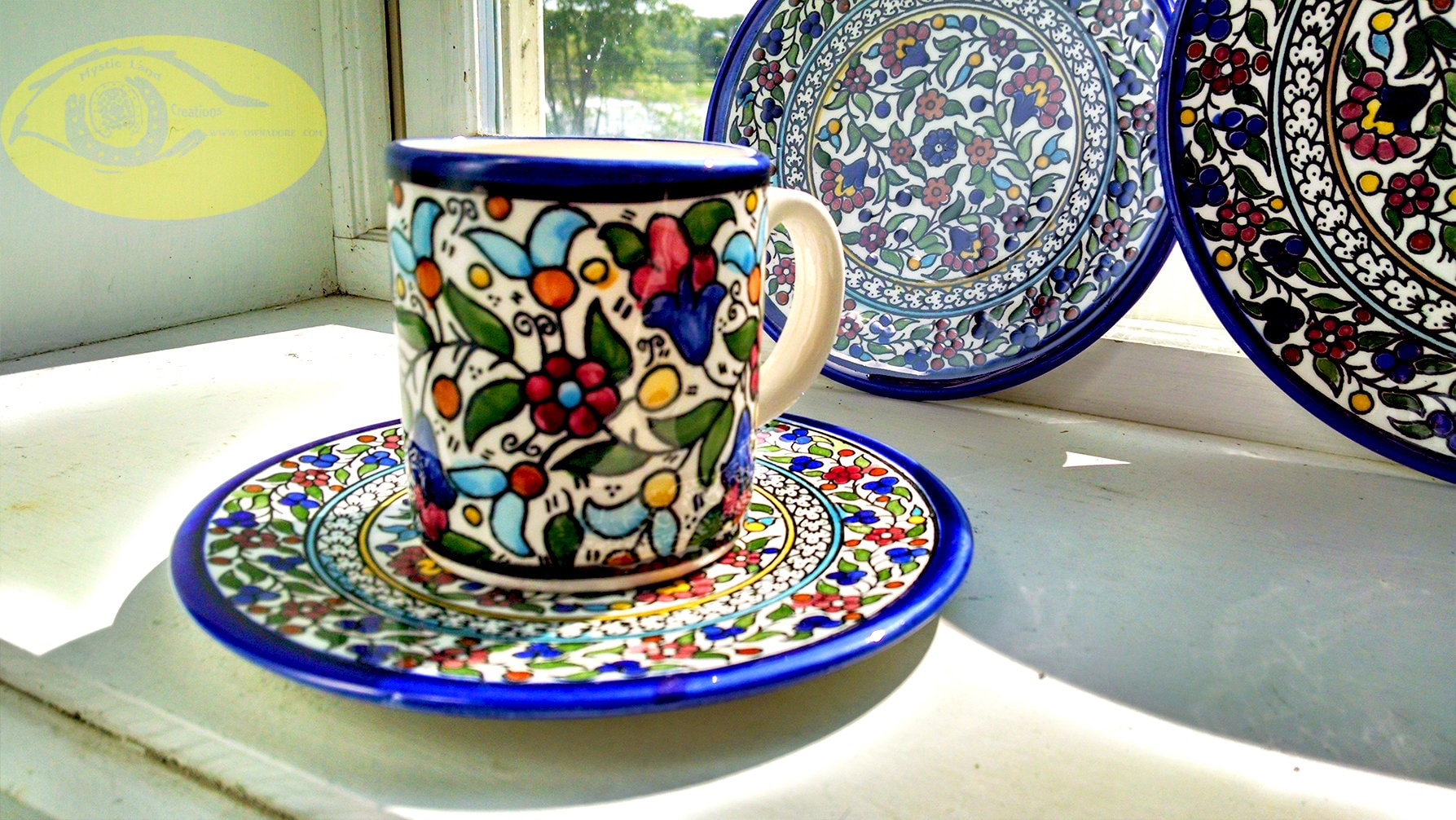 Set of 13 Colorful Floral Ceramic Serving Ware | Ramadan Gift for Mom ...