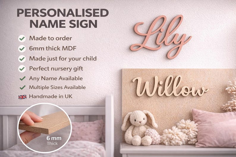 Personalised Wooden Name Sign | Custom Nursery, Kids Room Wall Decor - Etsy
