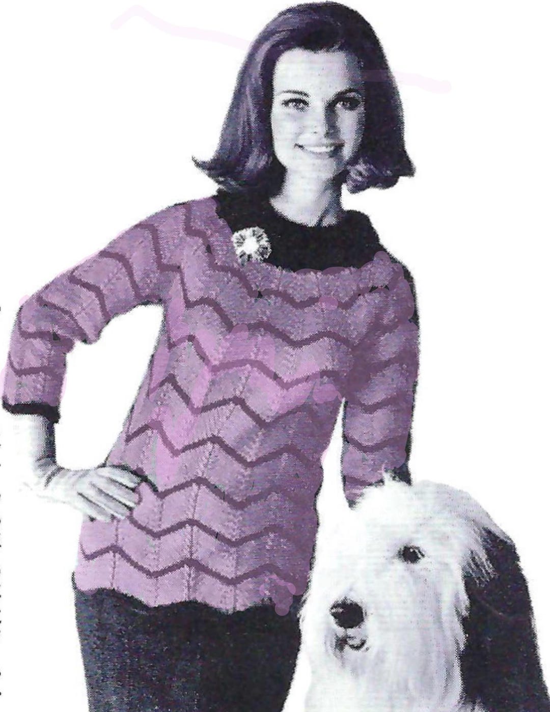 60’s Knitting Pattern Granny Core Afghan Ripple Knit Two Piece Dress ...