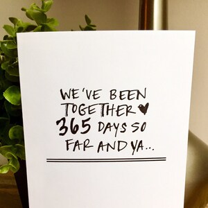 One Year Anniversary Card, 365 Days Together... - Etsy