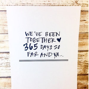 One Year Anniversary Card, 365 Days Together... - Etsy Canada