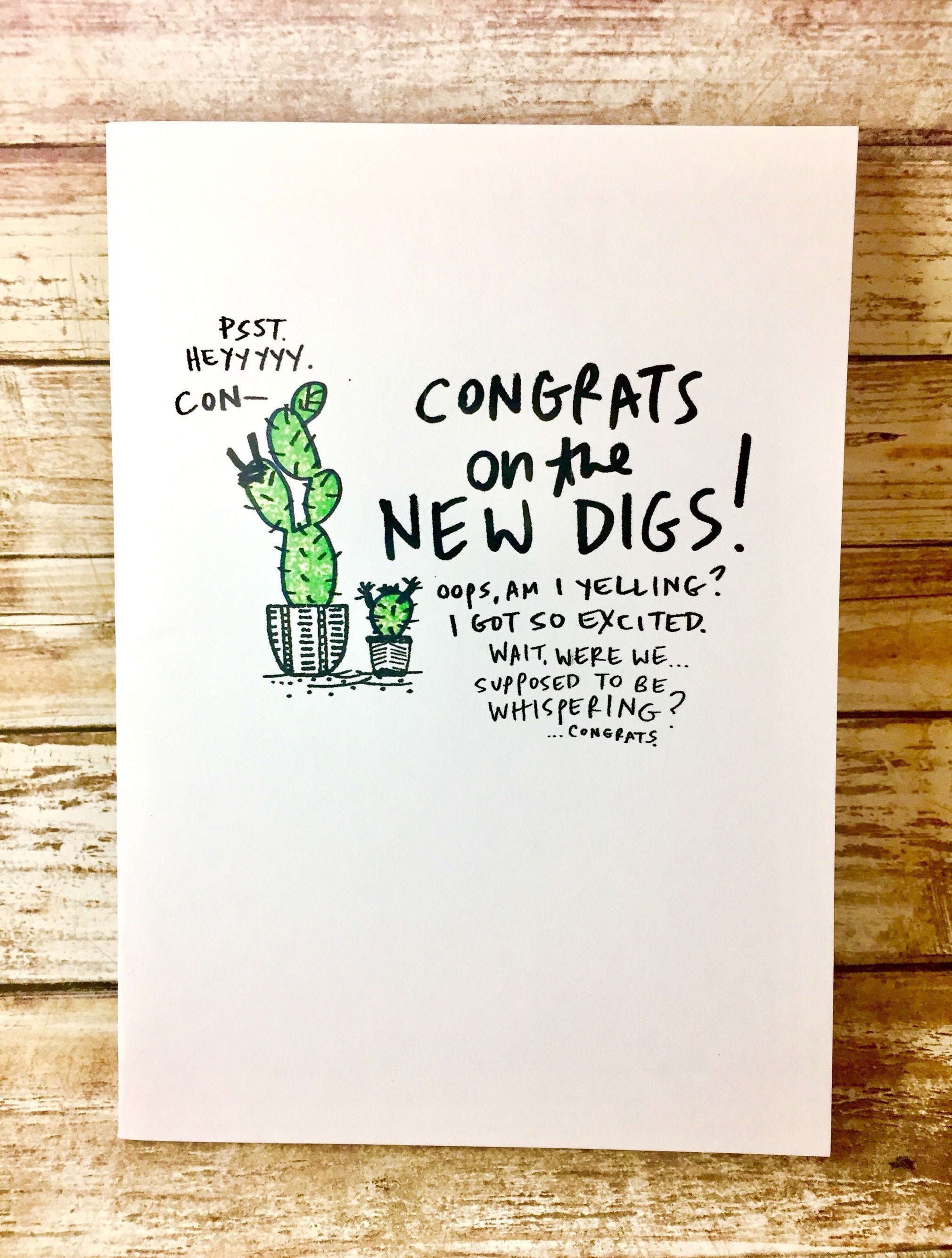 Cactus Housewarming Card Congrats on the New Digs | Etsy