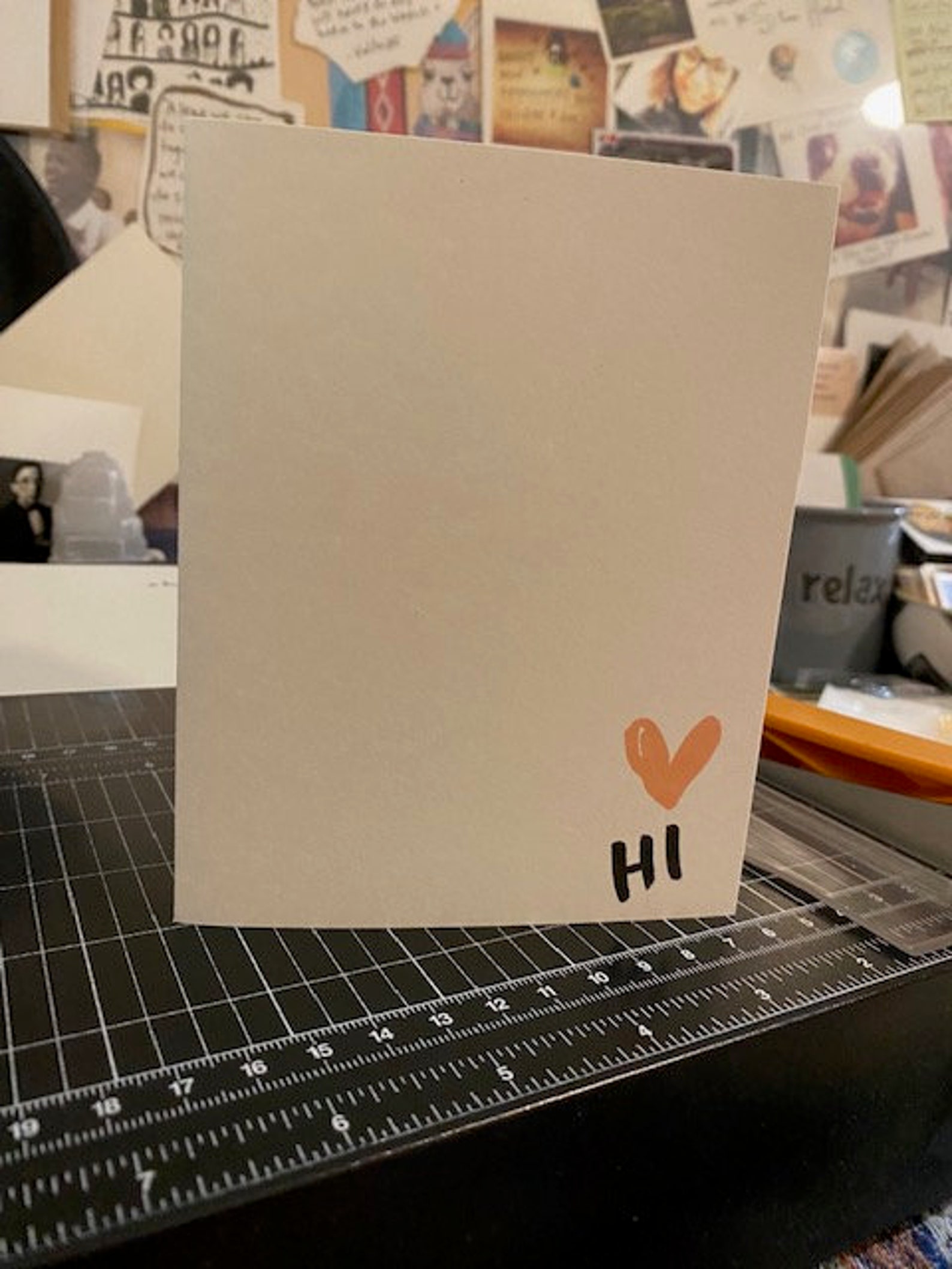 Hi Card, Heart Greeting Card - Etsy
