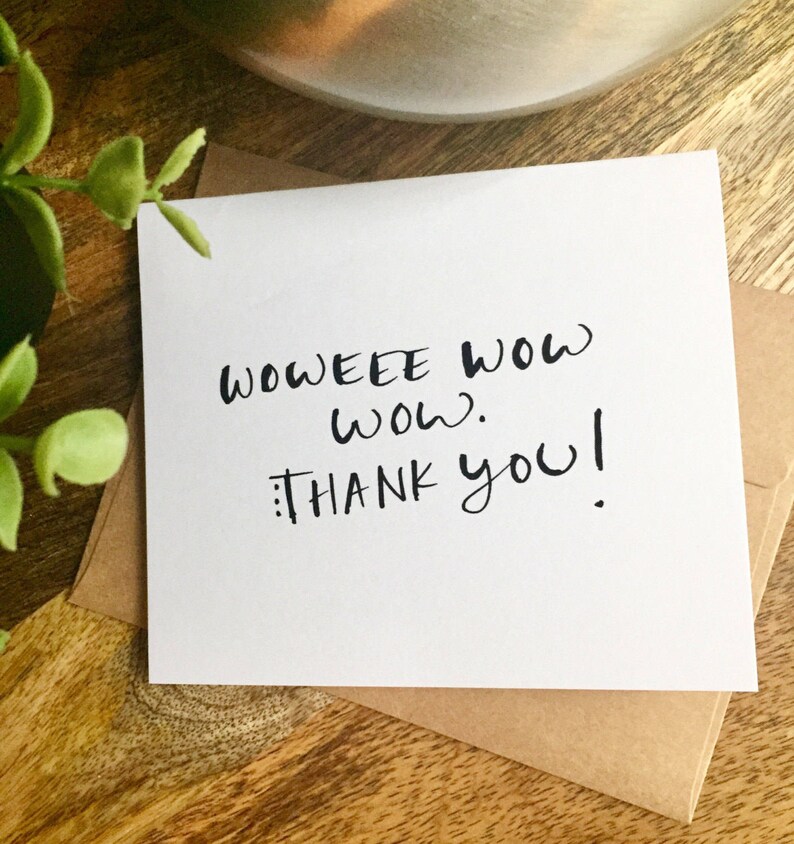Handwritten Thank You Note Card Wow thanks Hand Lettered | Etsy
