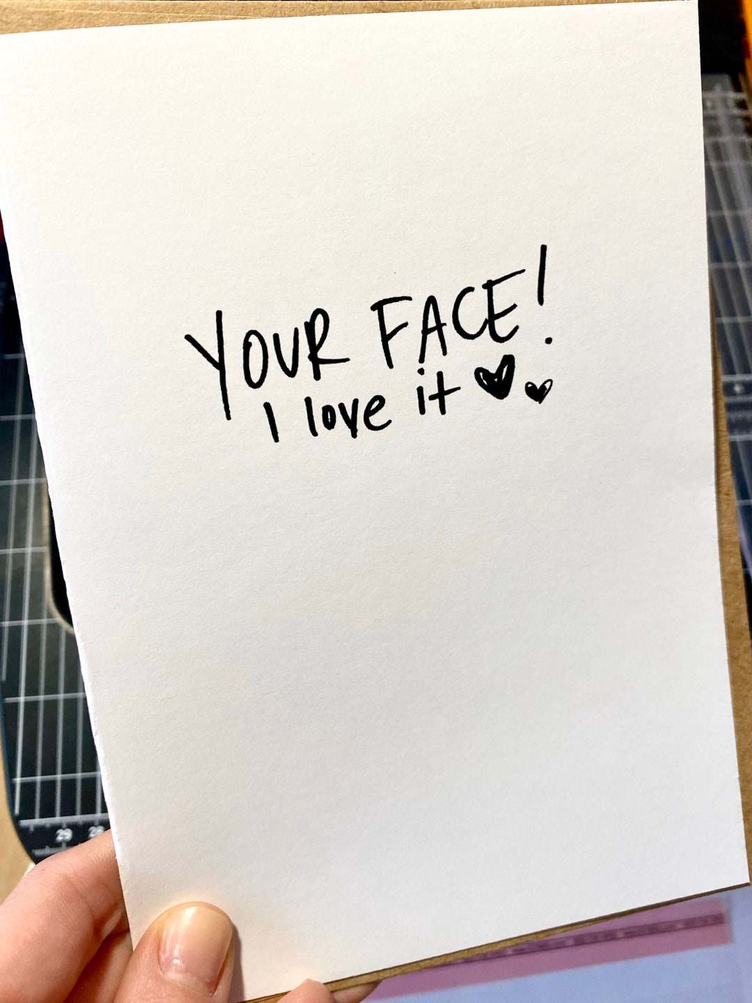 Your Face, I Love It Love Card - Etsy