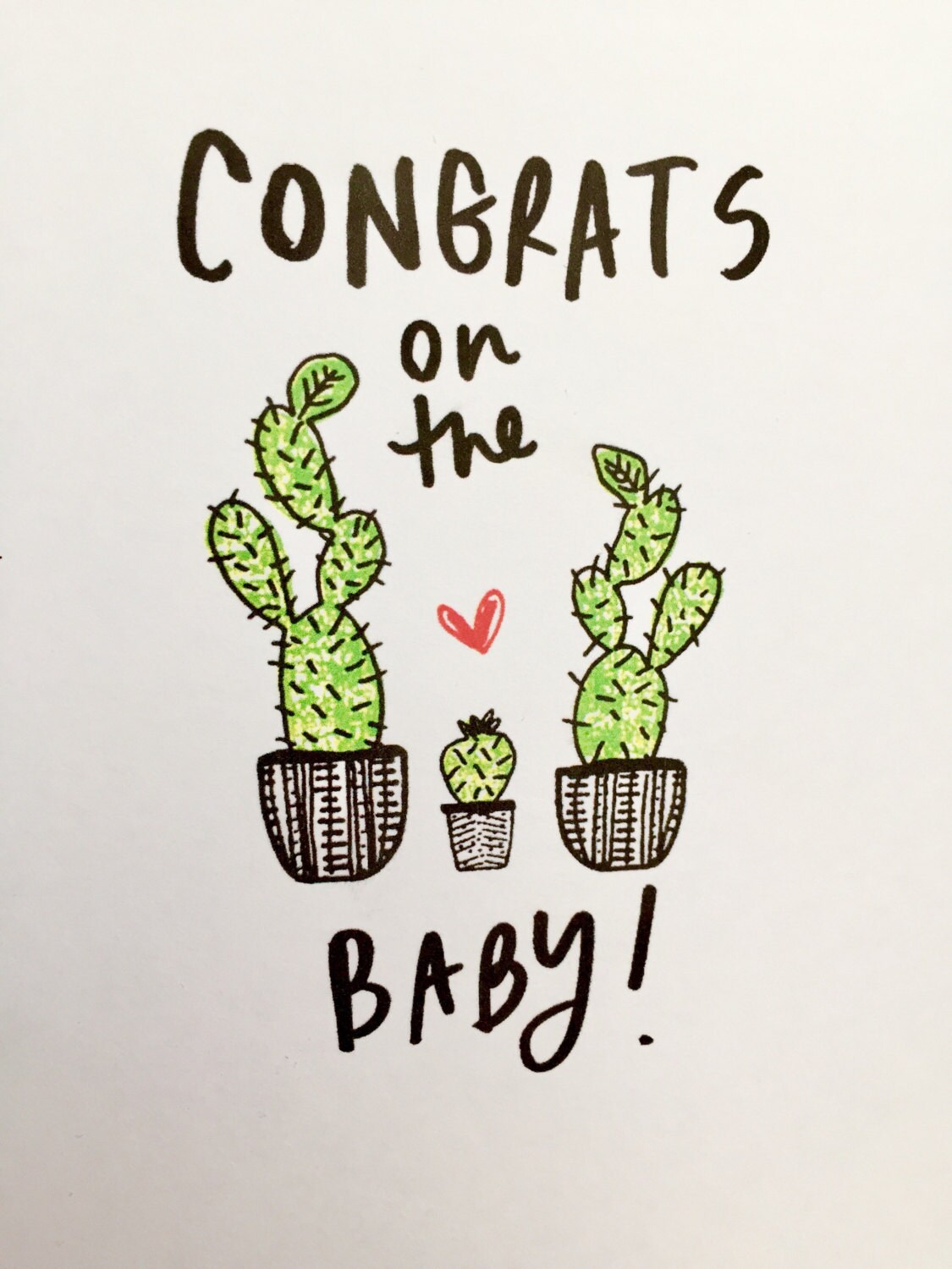 Congrats on the New Baby New Baby Card Cactus Card - Etsy