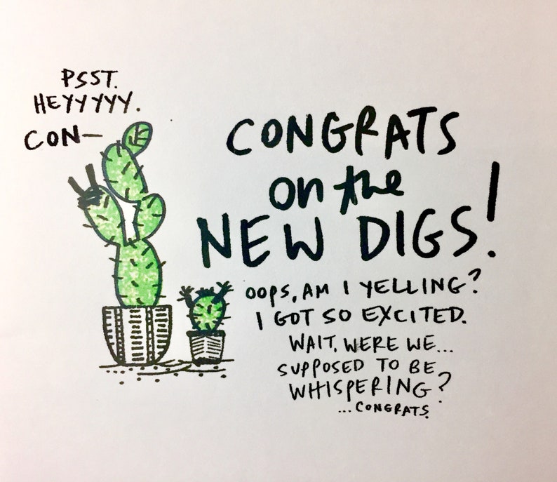 Cactus Housewarming Card Congrats on the New Digs - Etsy