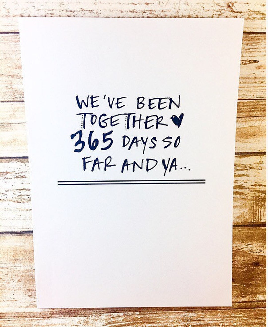 One Year Anniversary Card, 365 Days Together... - Etsy