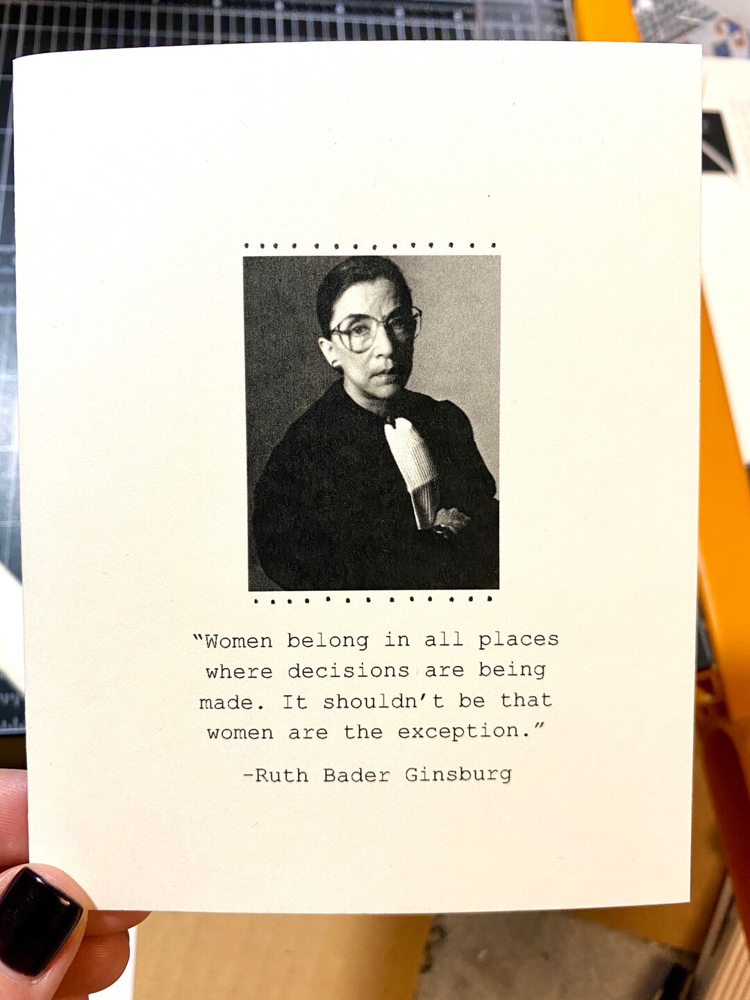 Ruth Bader Ginsburg Card, Women Empowerment Card, Remembrance of a ...