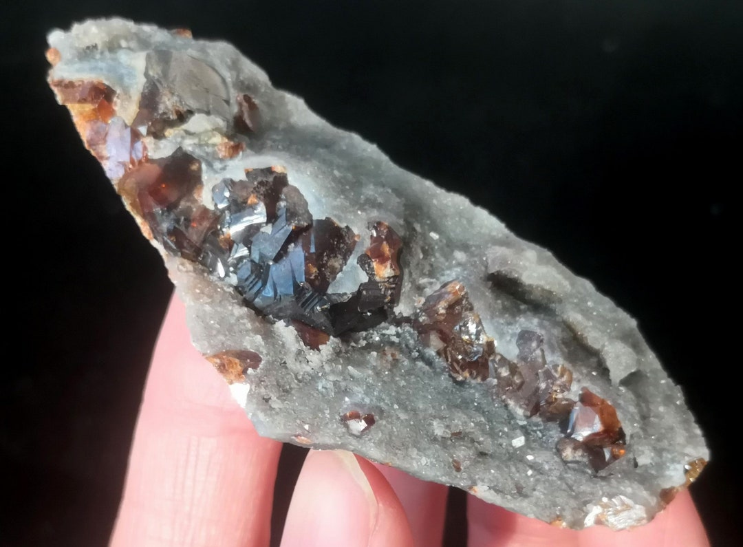 75mm Sphalerite With Drusy Quartz on Matrix, Natural Mineral Specimen ...