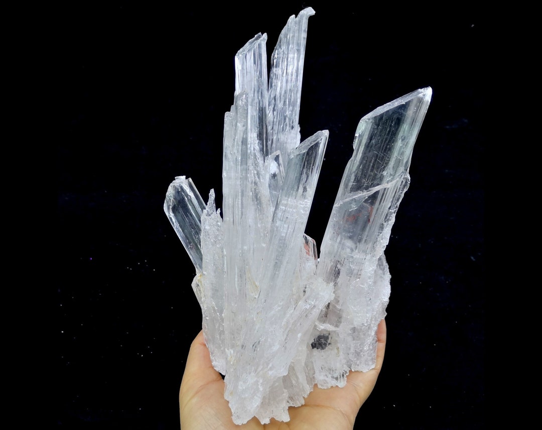 200mm 653g LARGE ICE Clear Transparent Selenite Cluster, Natural ...