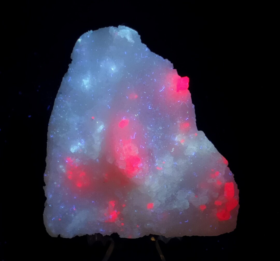 65g 57mm FLUORESCENT Spinel Crystals on White Marble, Natural Mineral ...