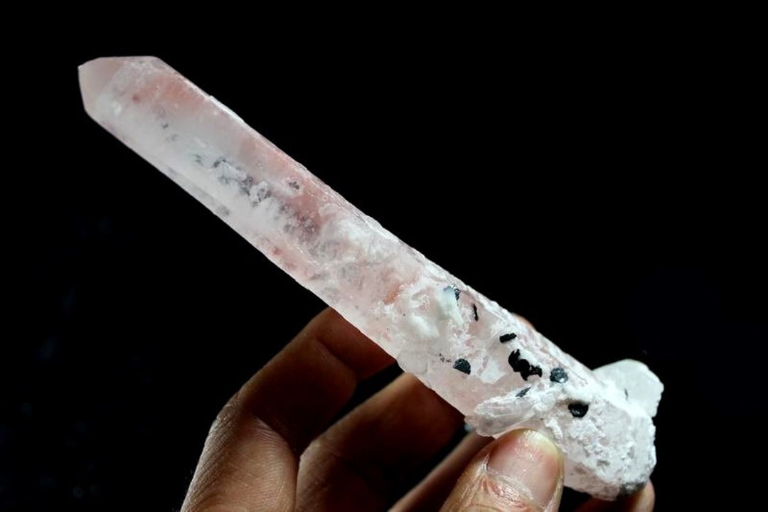 140mm 95g LARGE SIZE Quartz W/ Black Hematite Blades and Light Pink ...
