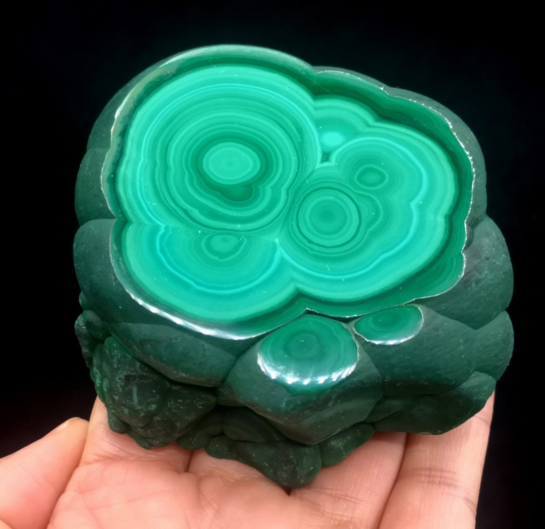 384g 75mm Thick-cut GREAT Pattern GLOSSY Polished Green Malachiten ...