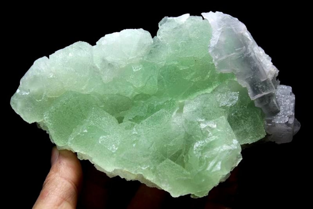 560g 145mm Good Display Grey Fluorite on Green Fluorite, Natural ...