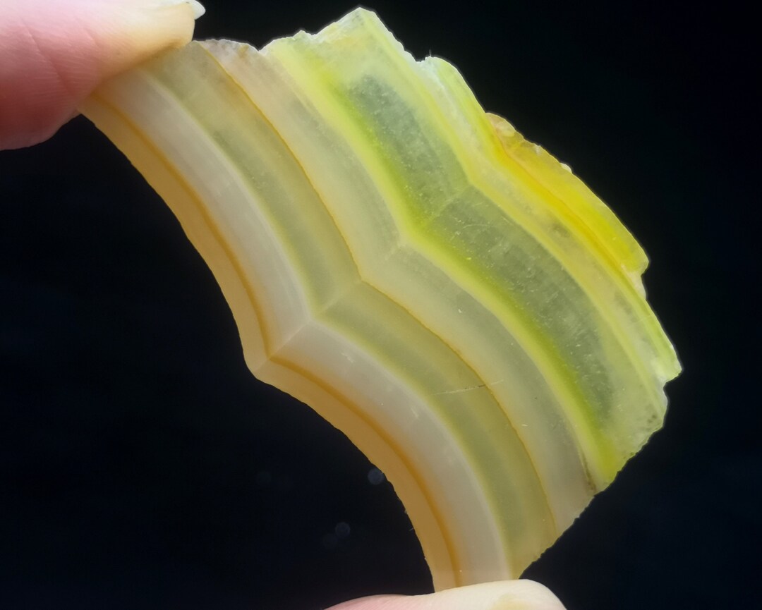 53mm Polished Banded Smithsonite Slice, Natural Mineral, Natural ...