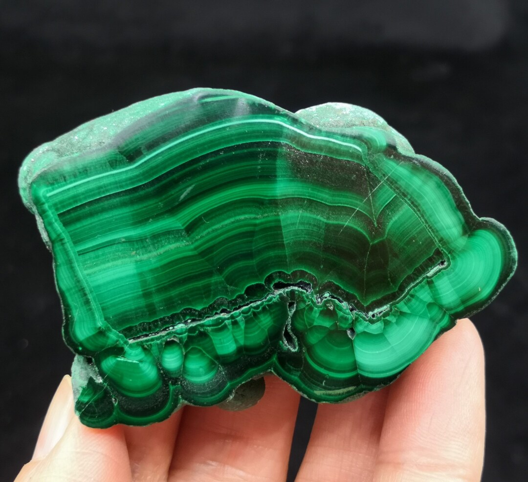 110g 65mm Thick-cut GREAT Pattern GLOSSY Polished Green Malachiten ...