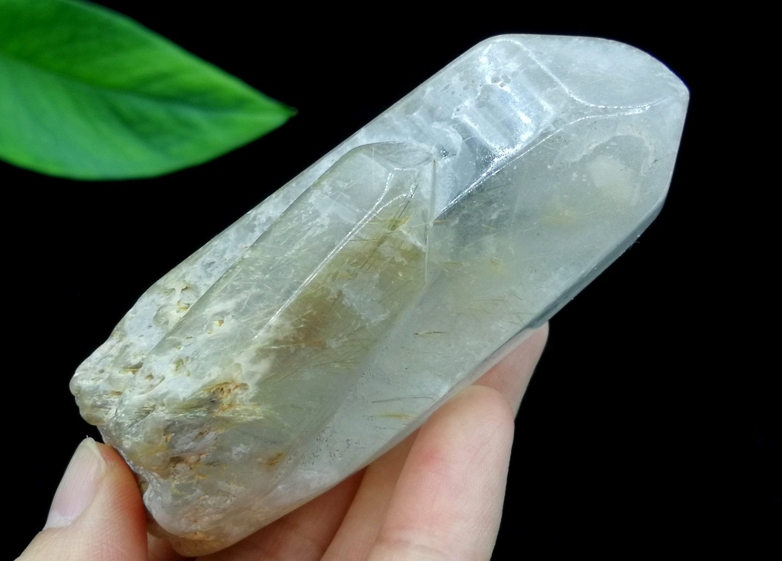 84mm 155g Polished POWERFUL Large Quartz Crystal With Rutile Inclusion ...