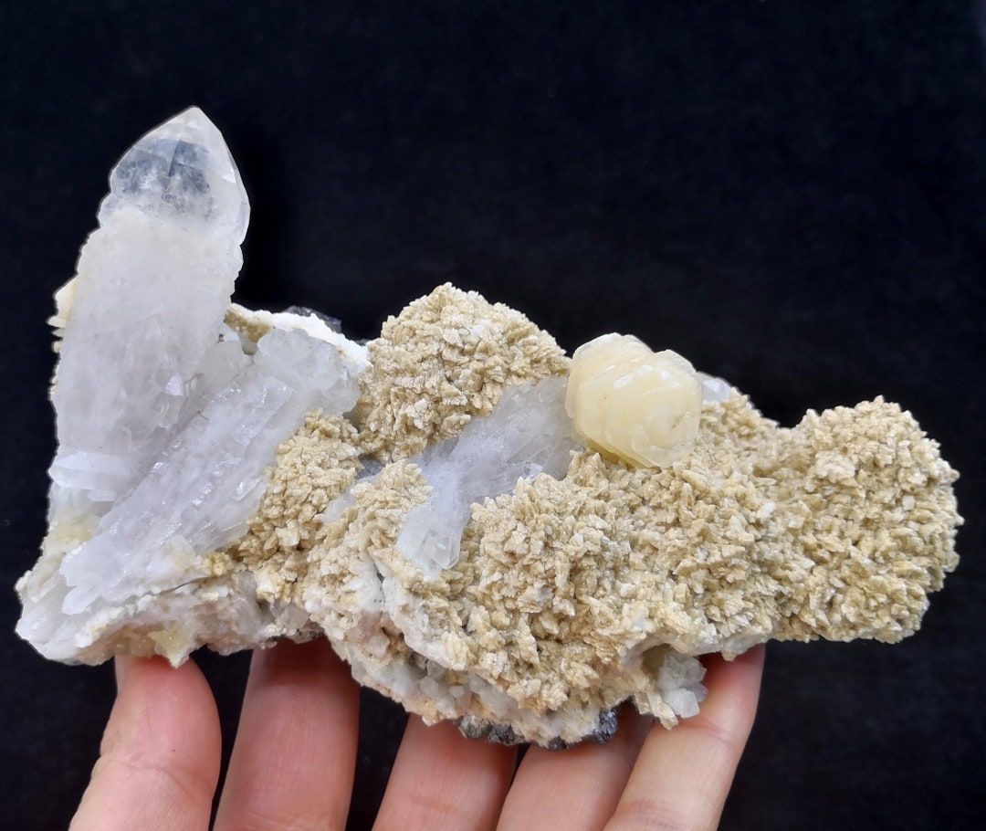 512g 140mm POWERFUL Skeletal Quartz With Poker Chip Calcite & Dolomite ...
