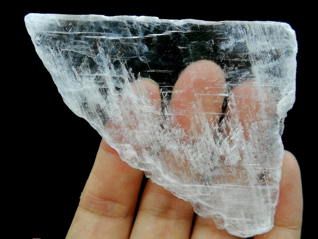 77mm MELTING-ICE-LIKE Extreme Clear Transparent Selenite Slab Mineral ...