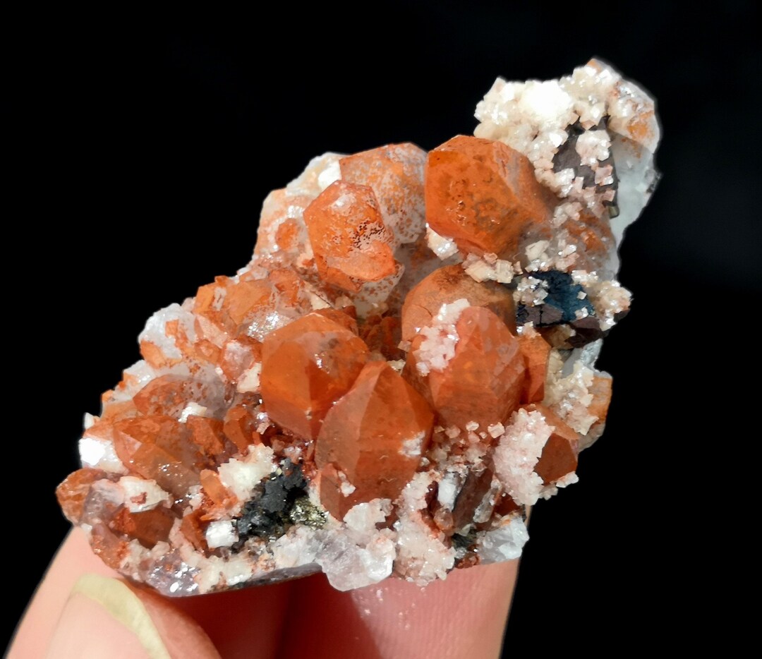 37mm Red Quartz W/ Sphalerite (fluorescent) Coated Chalcopyrite ...
