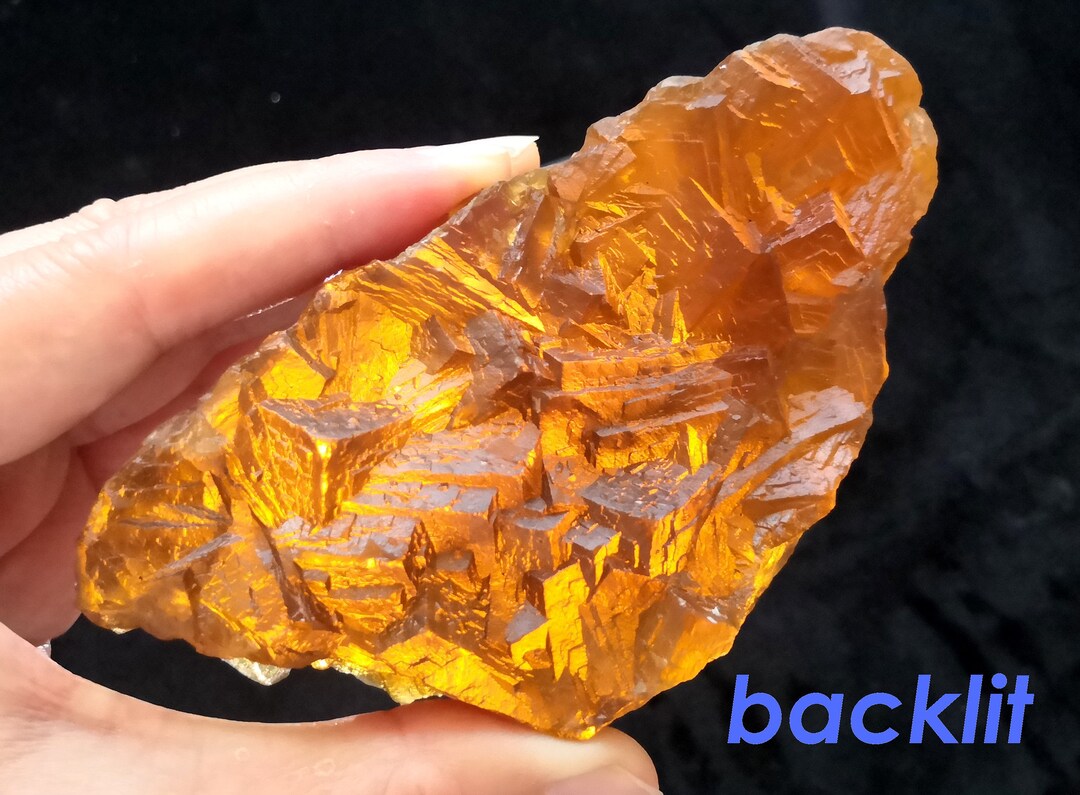 325g 117mm NATURAL Amber Color Yellow Fluorite, Natural Mineral ...