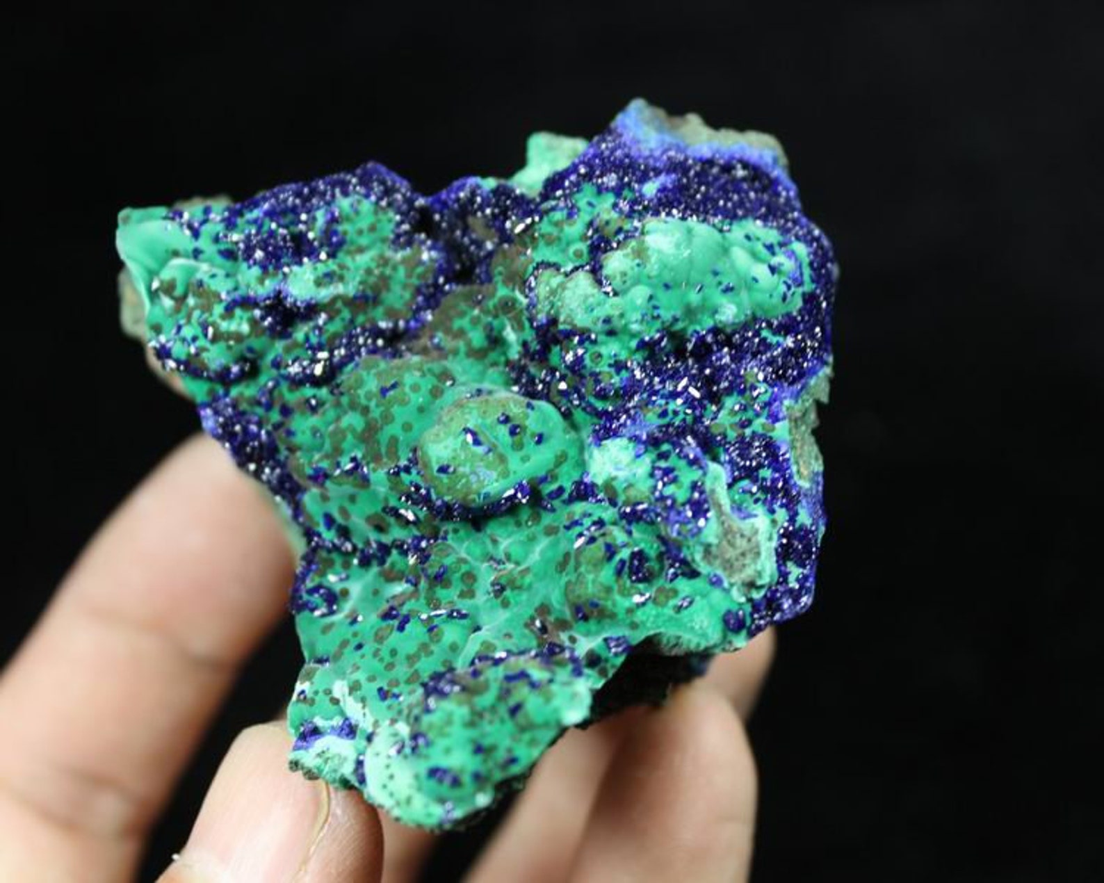 145g Sparkling Blue Azurite Crystals on Green Malachite - Etsy