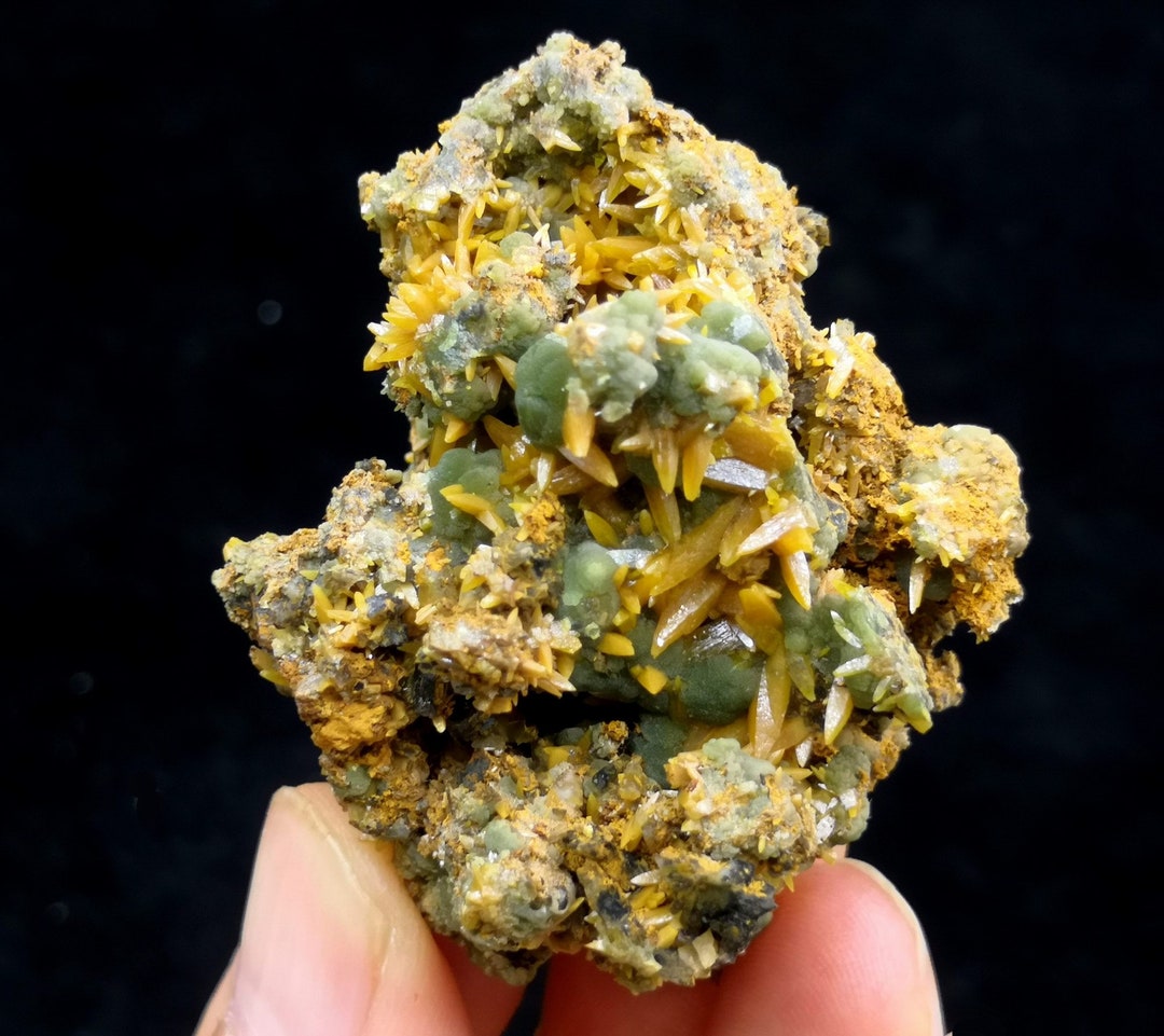 47mm 86g Orange Wulfenite With Botryoidal Green Mimetite, Natural ...