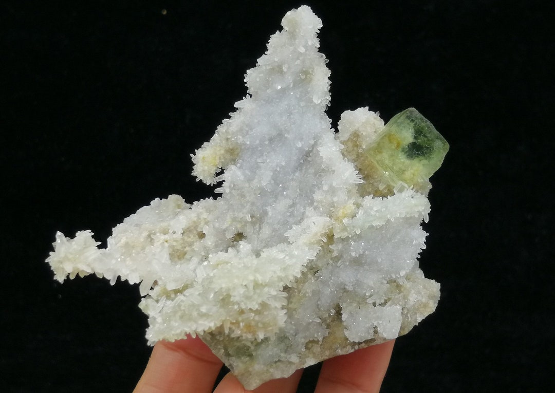 116g 84mm Clear Transparent Stepped Cubic Green Fluorite With Drusy ...