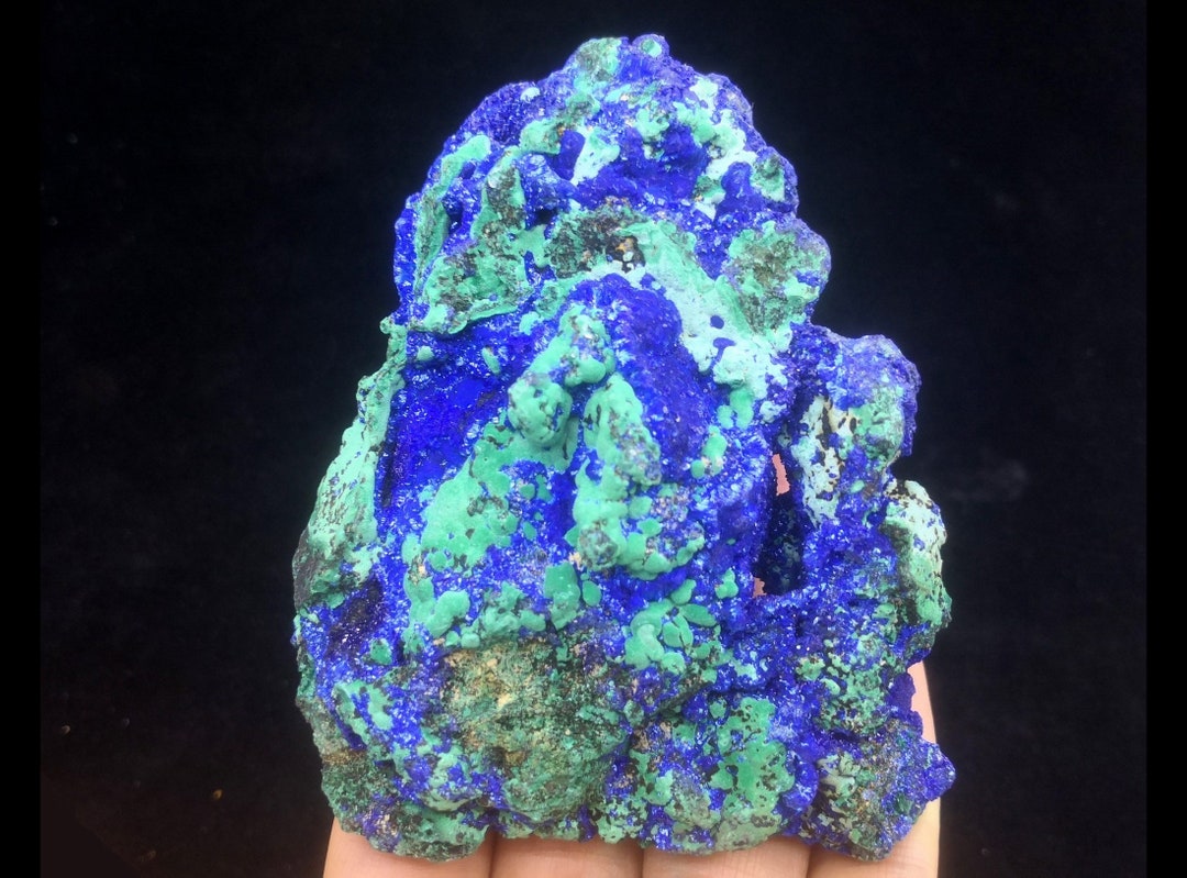 241g 92mm Beautiful Blue Azurite With Botryoidal Green Malachite ...