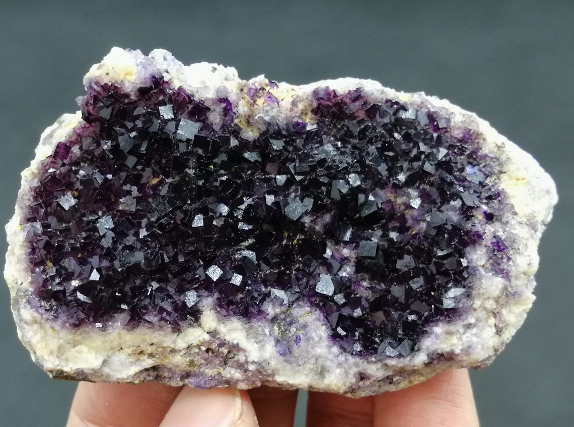 68mm Amethyst Geode like Purple FLUORITE GEODE 100% natural | Etsy