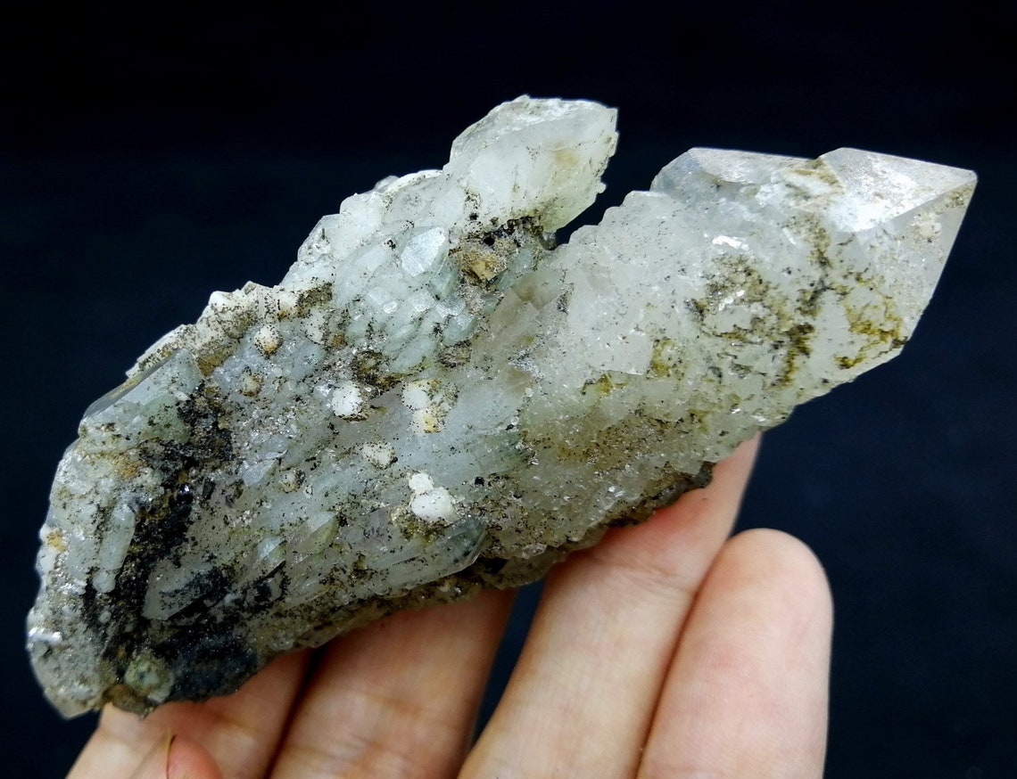 85mm 69g Dolomite on Double Terminated Skeletal Quartz Mineral Specimen ...
