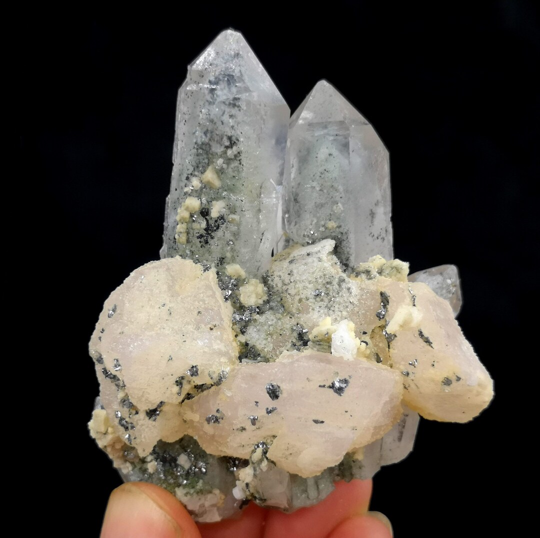 63mm FLUORESCENT Manganocalcite White Dolomite & Metallic Lollingite on ...