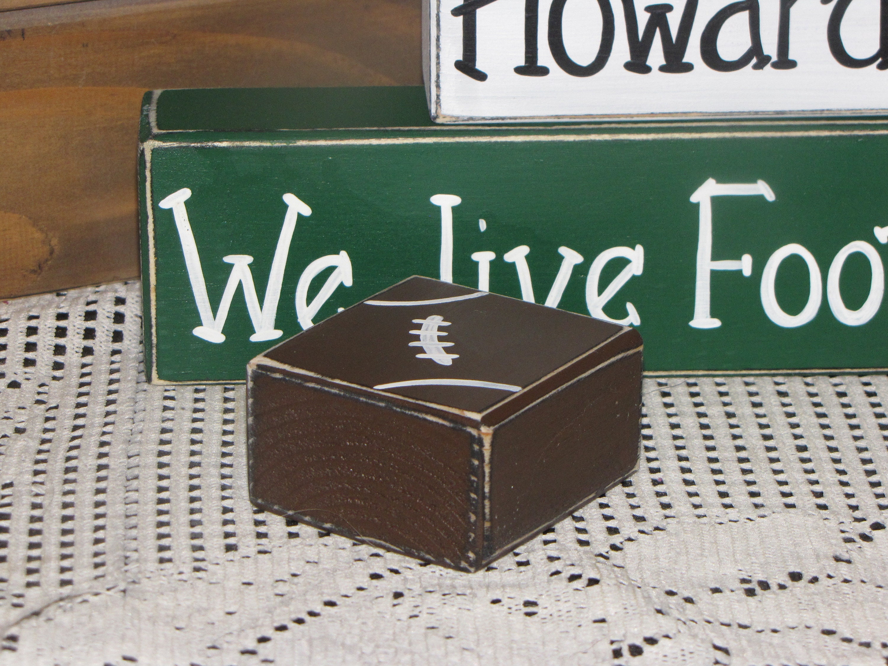 Football Wooden Stacking Blocks Primitive Football Decor Wood | Etsy