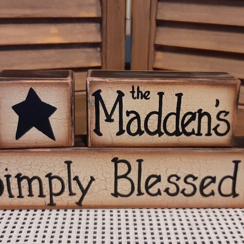 Primitive Personalized Wooden Stacking Block Set Rustic Shelf - Etsy