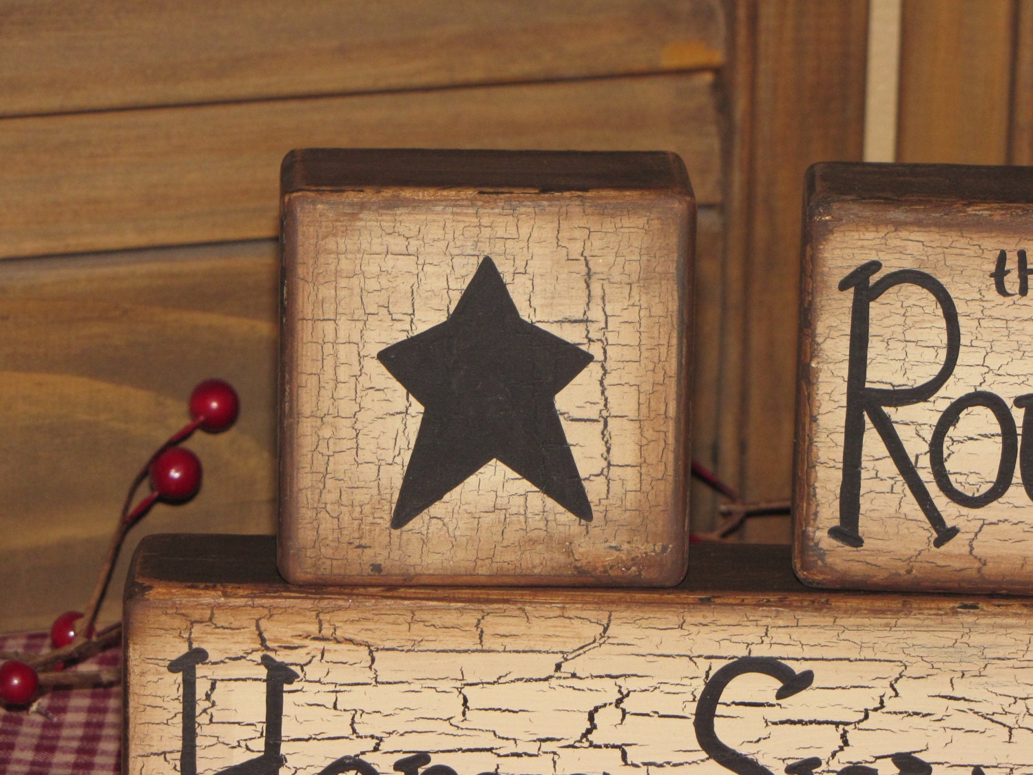 Primitive Family Name Wood Blocks Shelf Sitter Farmhouse - Etsy