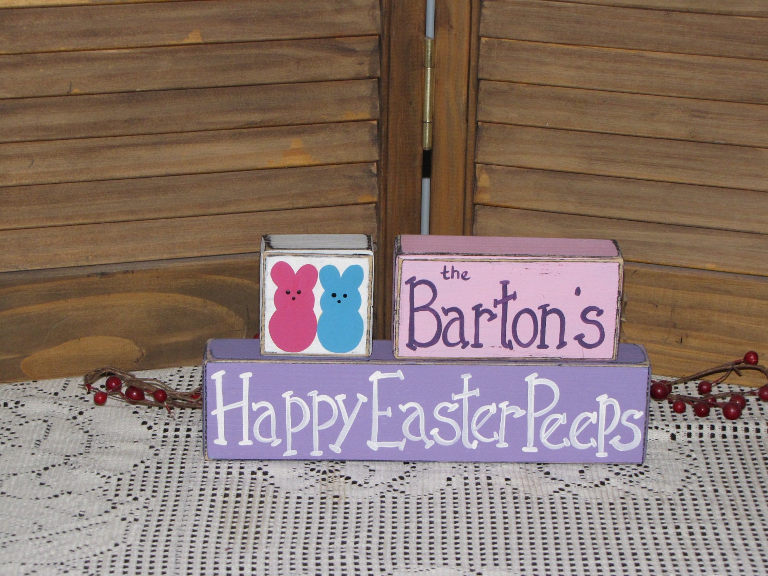 Happy Easter Peeps Wooden Block Set Sign Personalized Easter - Etsy