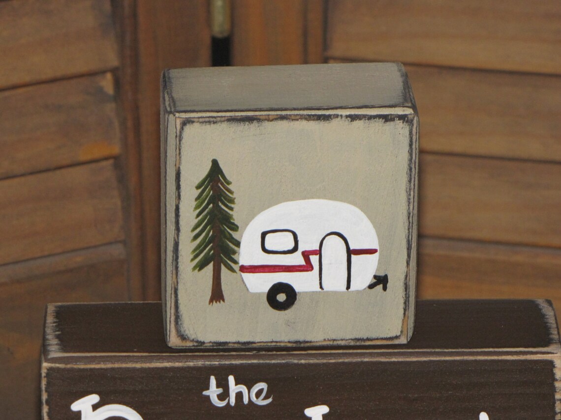 Primitive Personalized Wood Camper Blocks RV Shelf Sitters | Etsy