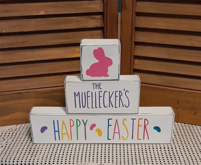 Rae Dunn Inspired Wood Easter Stacking Name Blocks Rustic - Etsy