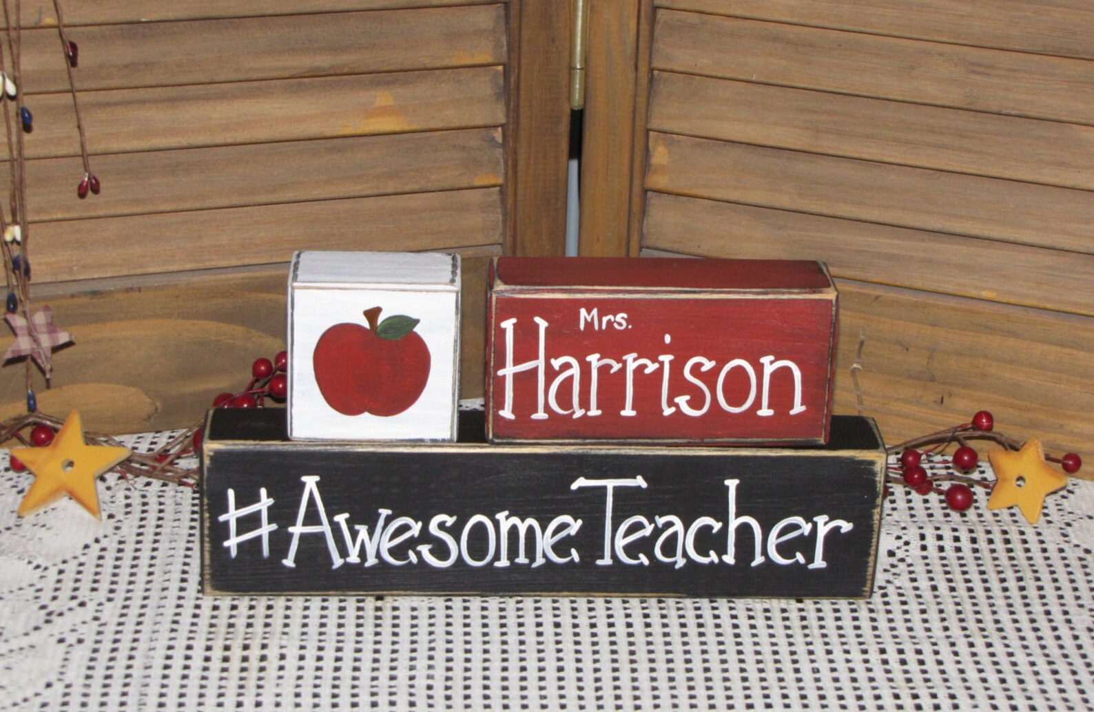 Teacher Gift Personalized Wooden Name Blocks Primitive - Etsy