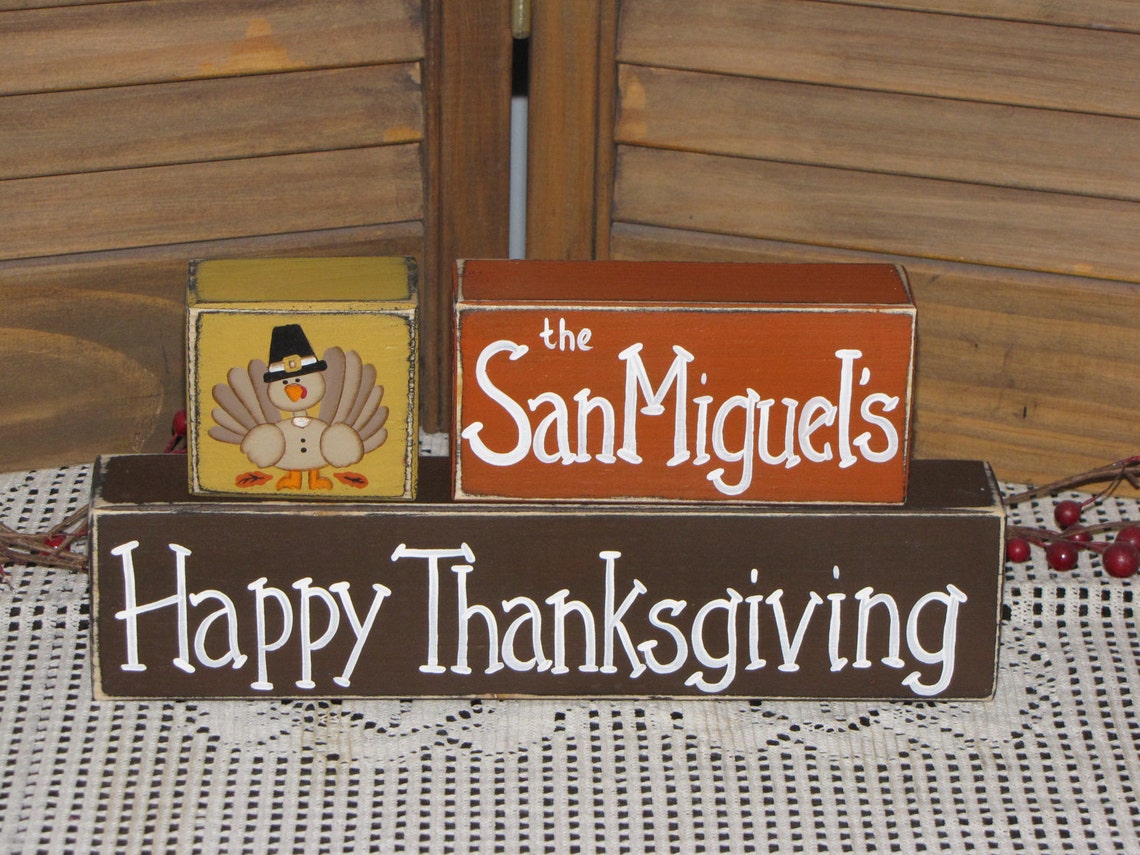 Personalized Thanksgiving Wood Blocks Primitive Farmhouse - Etsy