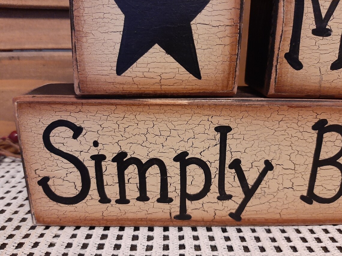 Primitive Personalized Wooden Stacking Block Set Rustic Shelf - Etsy