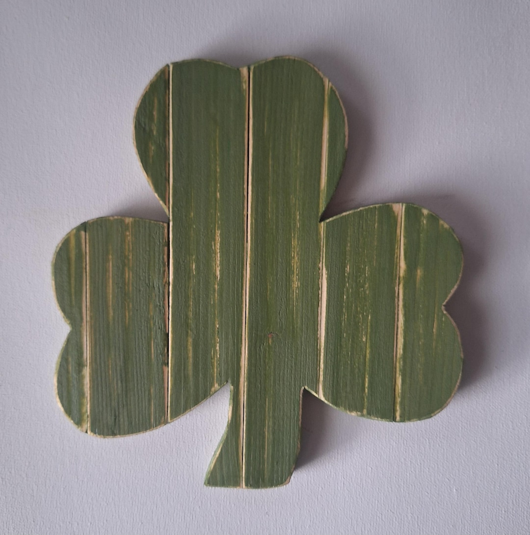 Primitive Irish Wood Shamrock Sign Rustic St Patrick's Shelf Sitter ...